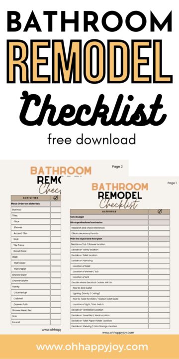 Bathroom Remodeling Checklist - Oh Happy Joy!
