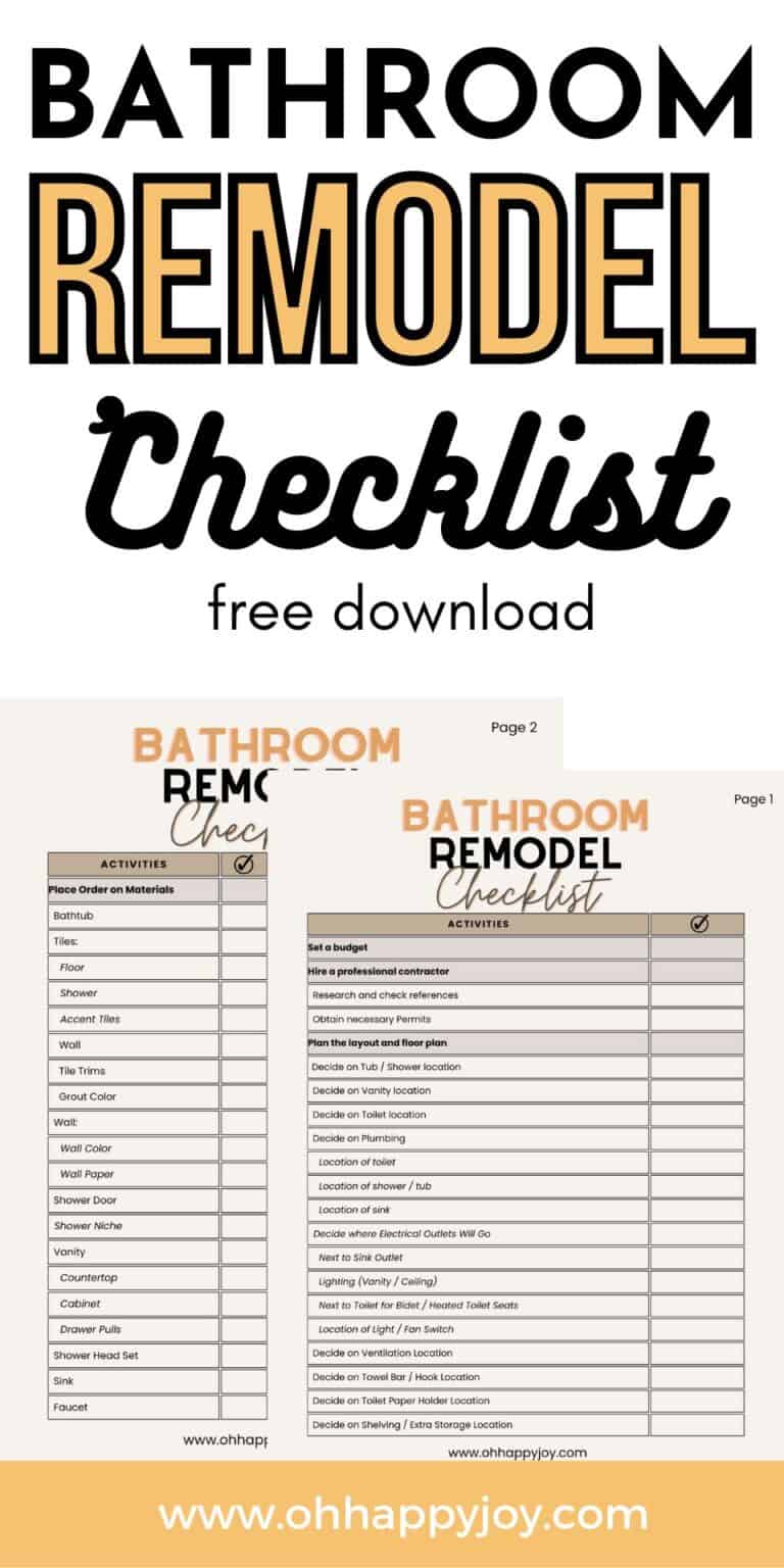 Bathroom Remodeling Checklist - Oh Happy Joy!