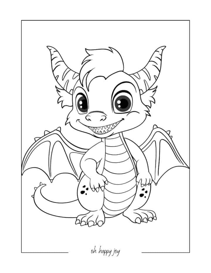Kawaii Cute Dragon Coloring Pages - Oh Happy Joy!
